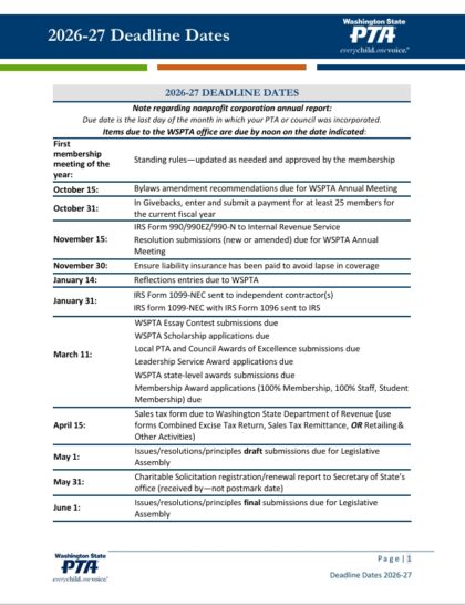 2026-2027 Deadline Dates - WSPTA